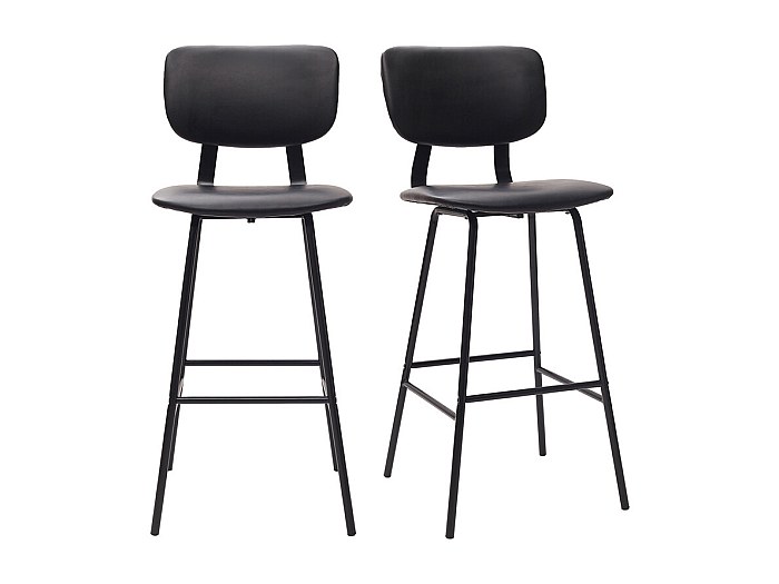 Taburetes de bar moderno negro con patas metal 75 cm (lote de 2) LAB