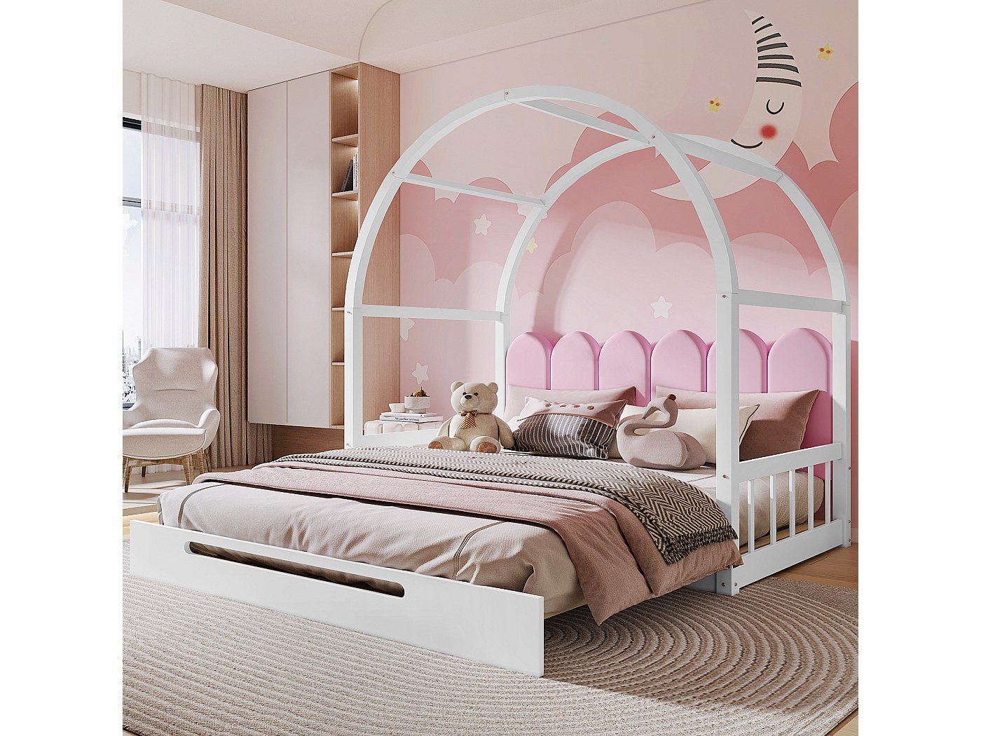 Lit gigogne Lit extensible en Bois 140x100 cm / 140x200 cm Lit de repos ...