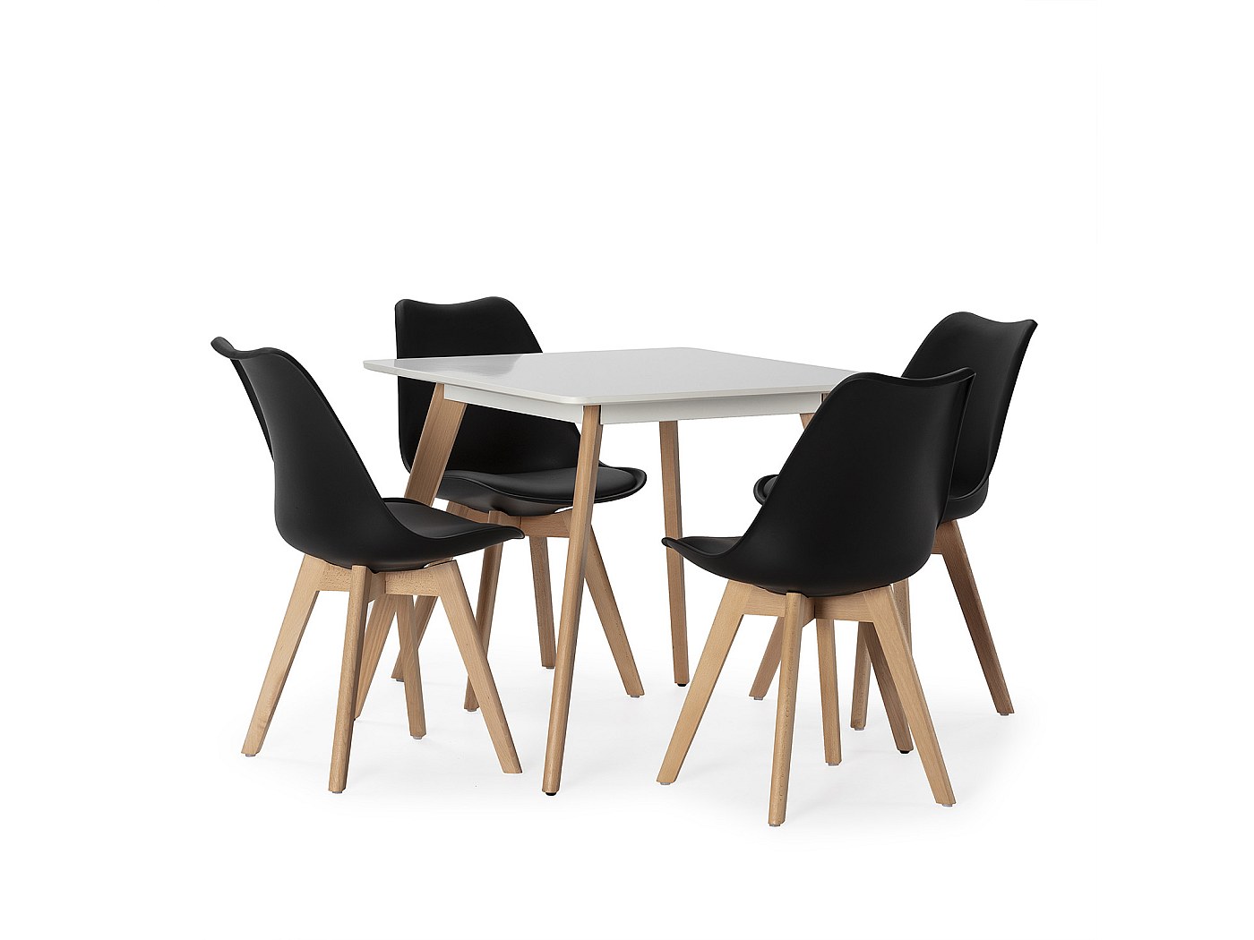 Ensemble table 80x80 cm et 4 chaises de salle à manger Klara Noir