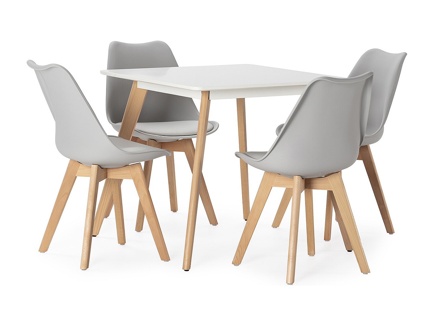 Ensemble table 80x80 cm et 4 chaises de salle à manger Klara gris