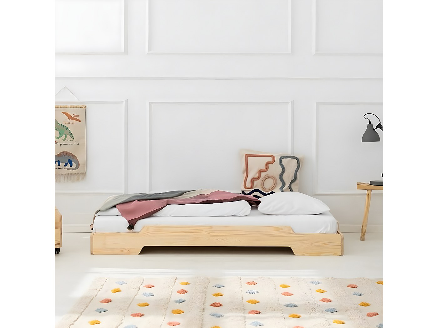 Lit au sol 90x190 sommier inclus Lola Bois