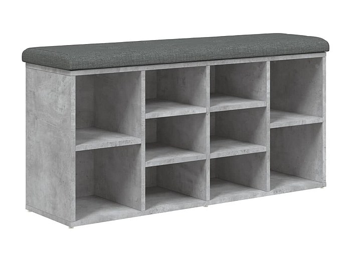 vidaXL Banco zapatero madera de ingeniería gris hormigón 102x32x50 cm