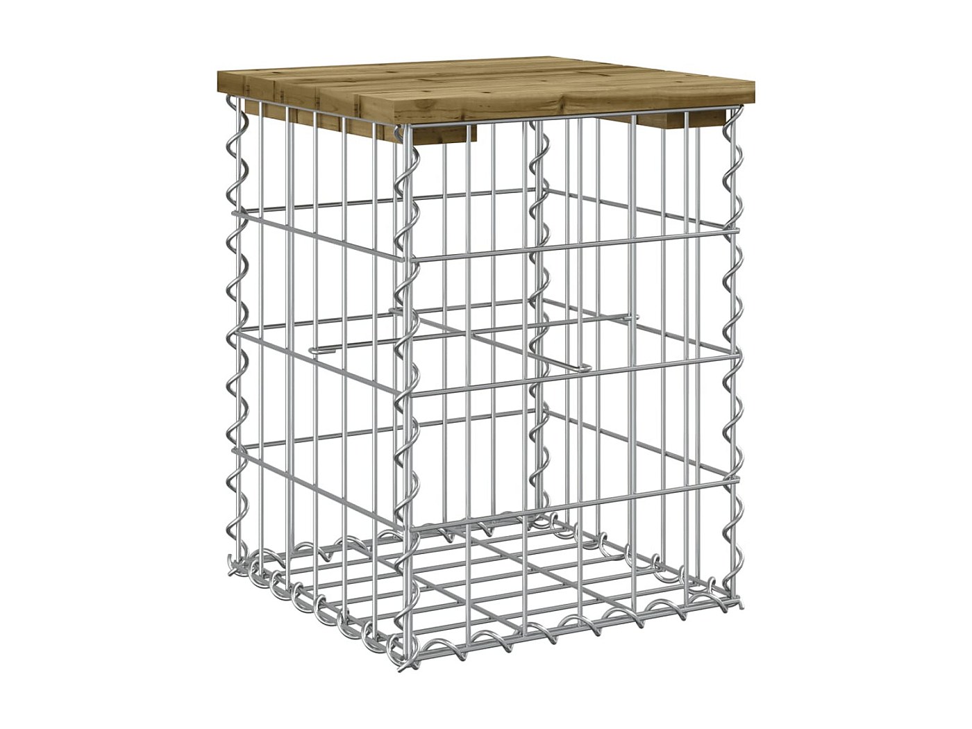 vidaXL Banco jardín diseño gaviones madera pino impregnada 33x31x42 cm ...