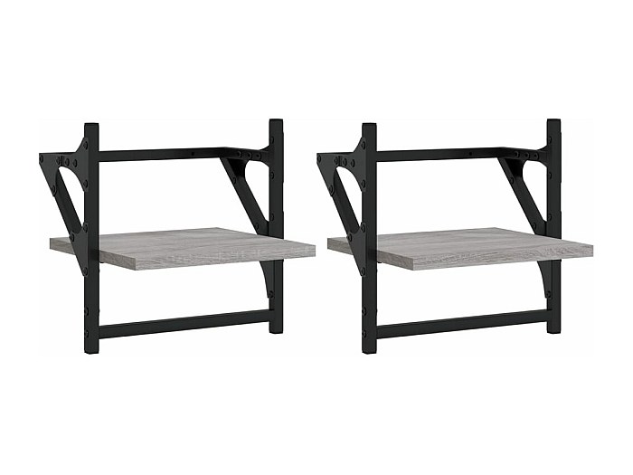 vidaXL Estantes de pared con barras 2 uds gris Sonoma 30x25x30 cm