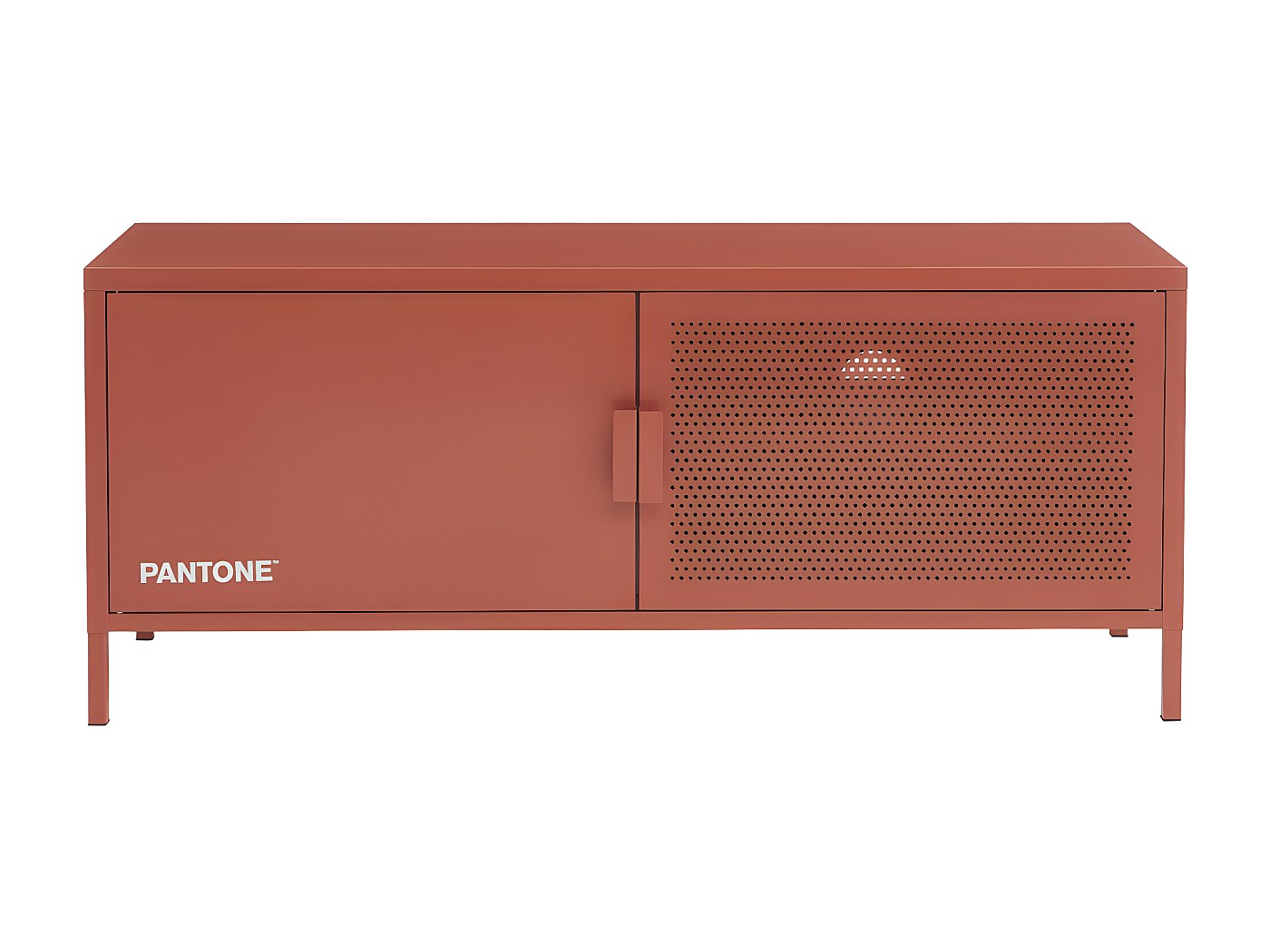 Nino - Meuble TV 2 portes en métal PANTONE L120cm - Couleur - Terracotta