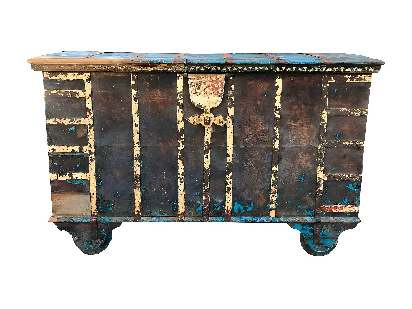 Malle en bois et métal marron 150x78x102h