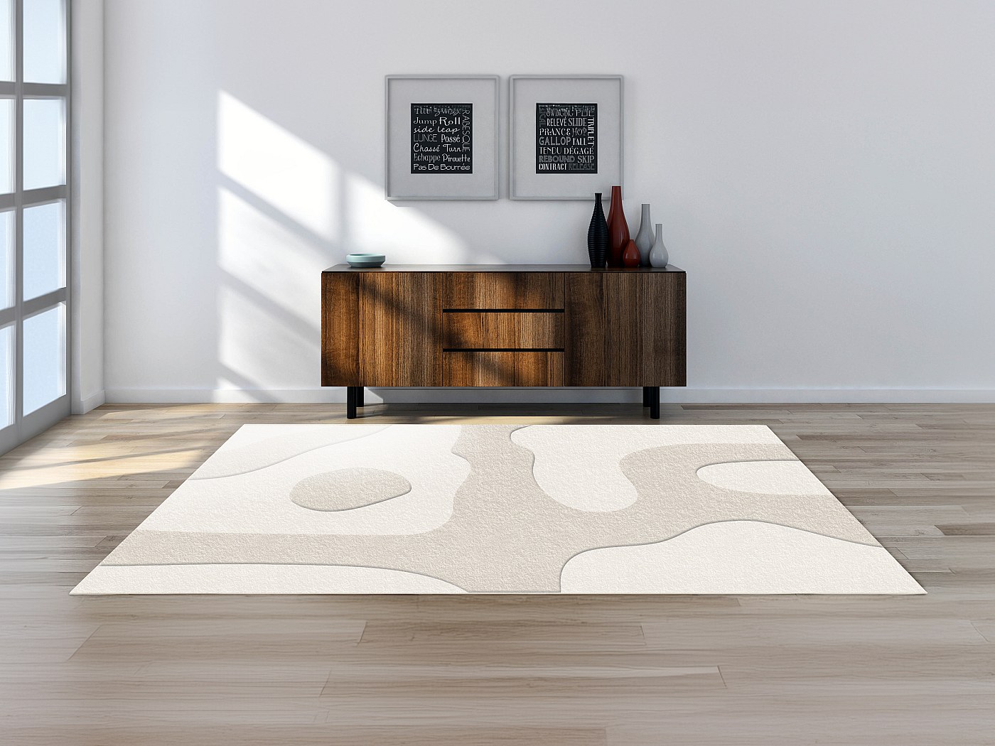 Shaggy design-tapijt met abstracte motieven 160 x 230 cm. Wit et ...