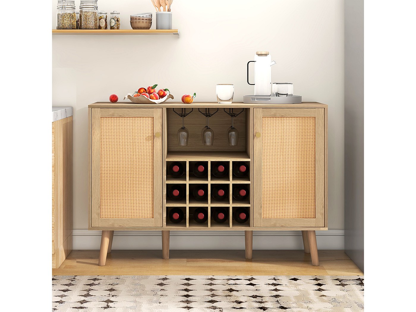 Buffet, botellero para 12 botellas - L 120 x H 81,5 cm - 2 puertas de ...