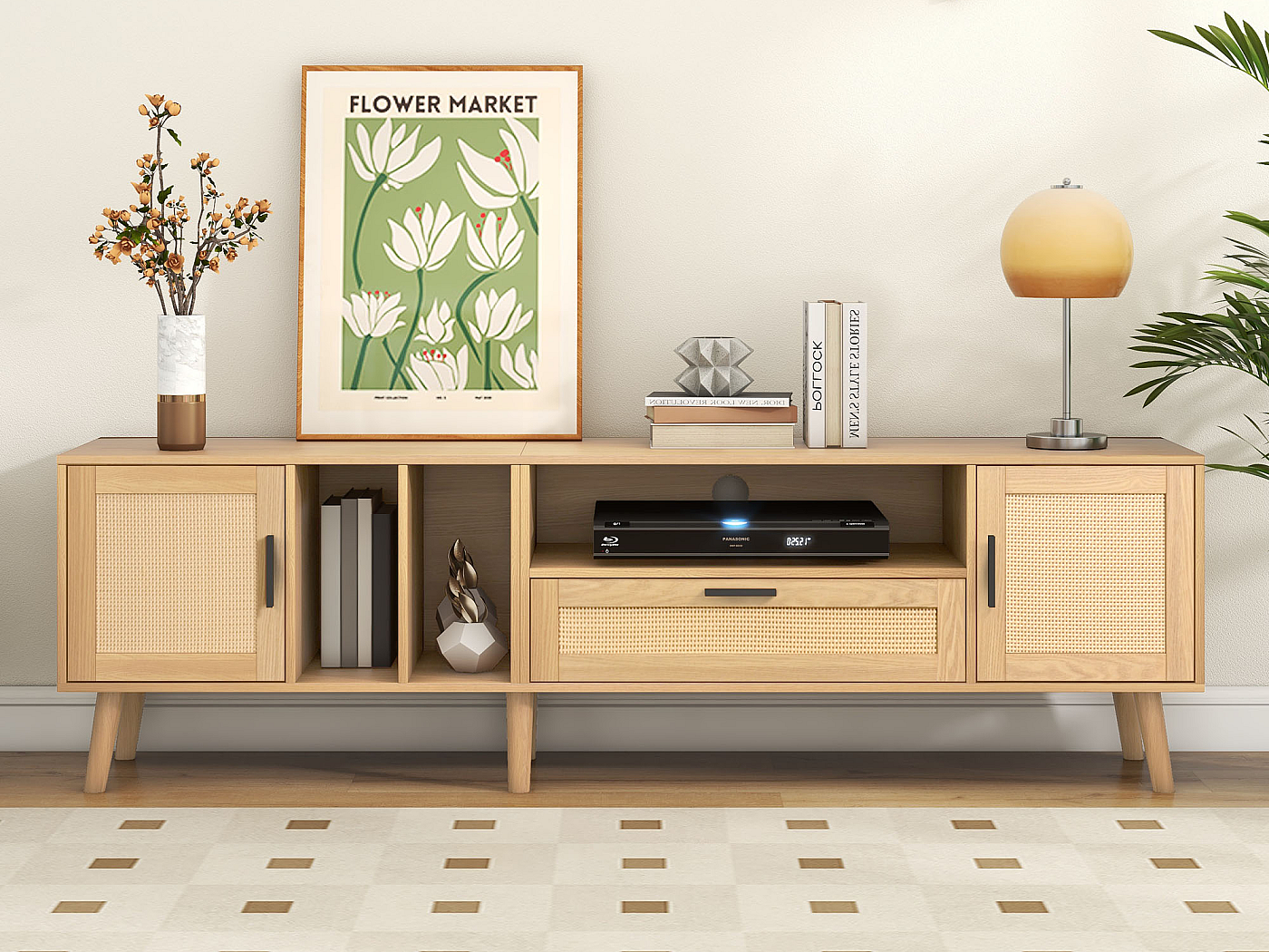 Mobile TV, Mobile TV da 180 cm con 2 ante e un cassetto, Per TV fino a ...