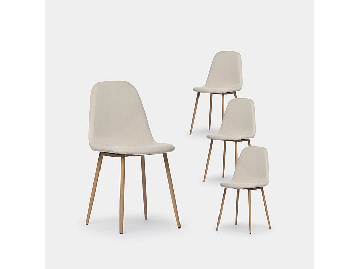Chaise de salle à manger en velours beige 45x86 cm-Ellis