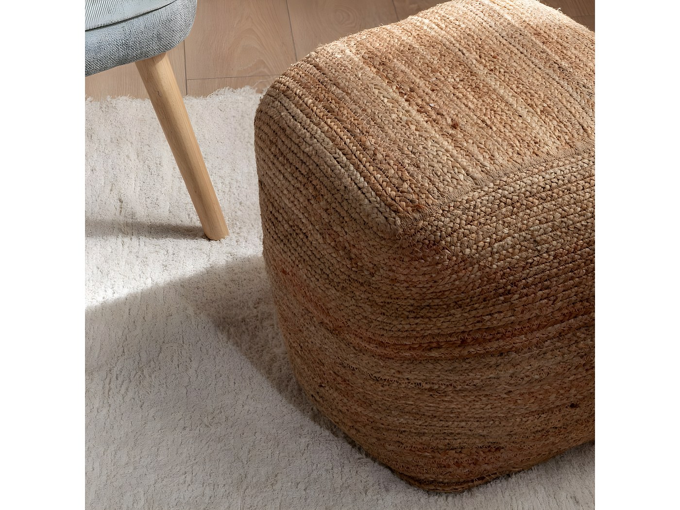 Pouf en rotin naturel 40x40 cm