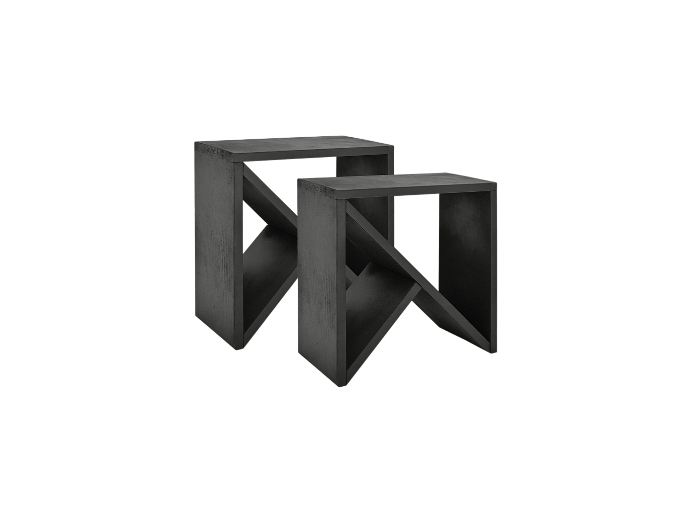 Set 2 piccoli tavoli in legno massello in tono nero 40x40cm - STOKE