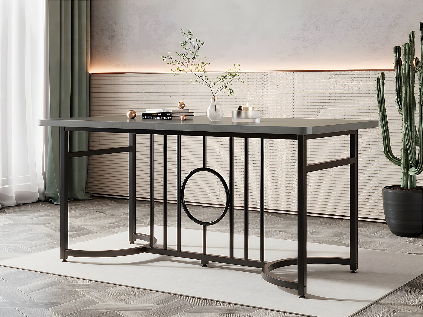 Eettafel in industriële stijl 158x76x75 cm - Grijs