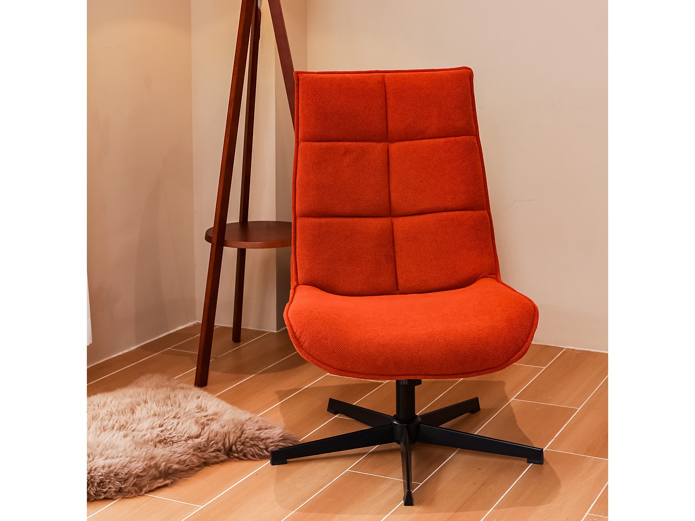 Fauteuil rembourré tissu rouge orange pivotant DEWSBURY TERRACOTTA