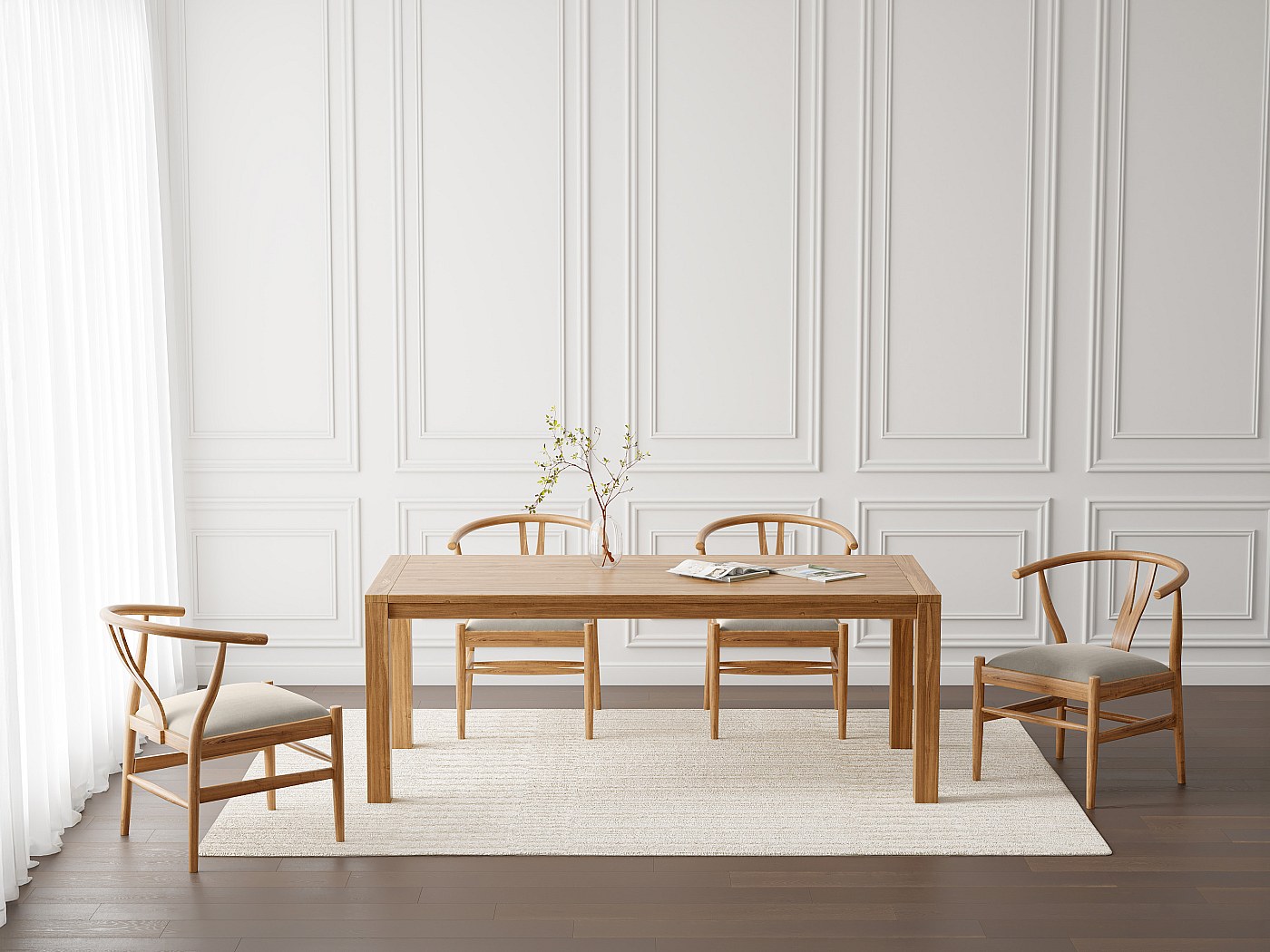 Chaise en teck et tissu - Naturel et Beige - POGIANA