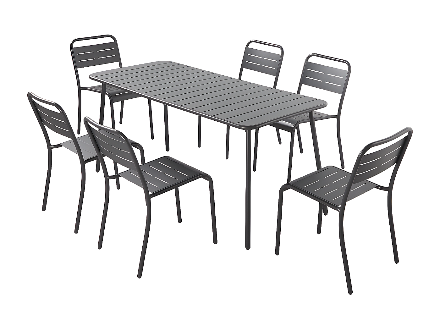 Conjunto de mesa y sillas de 6 plazas gris oscuro BERGAME