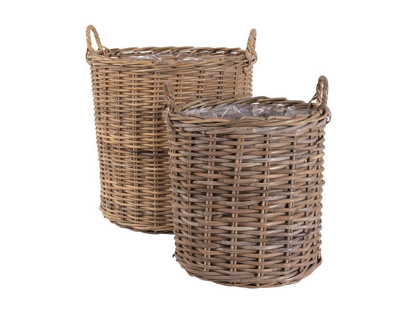 Lot de 2 Paniers Décoratifs de Rangement Indo, Marron, 50x50x58 cm, EPIKASA