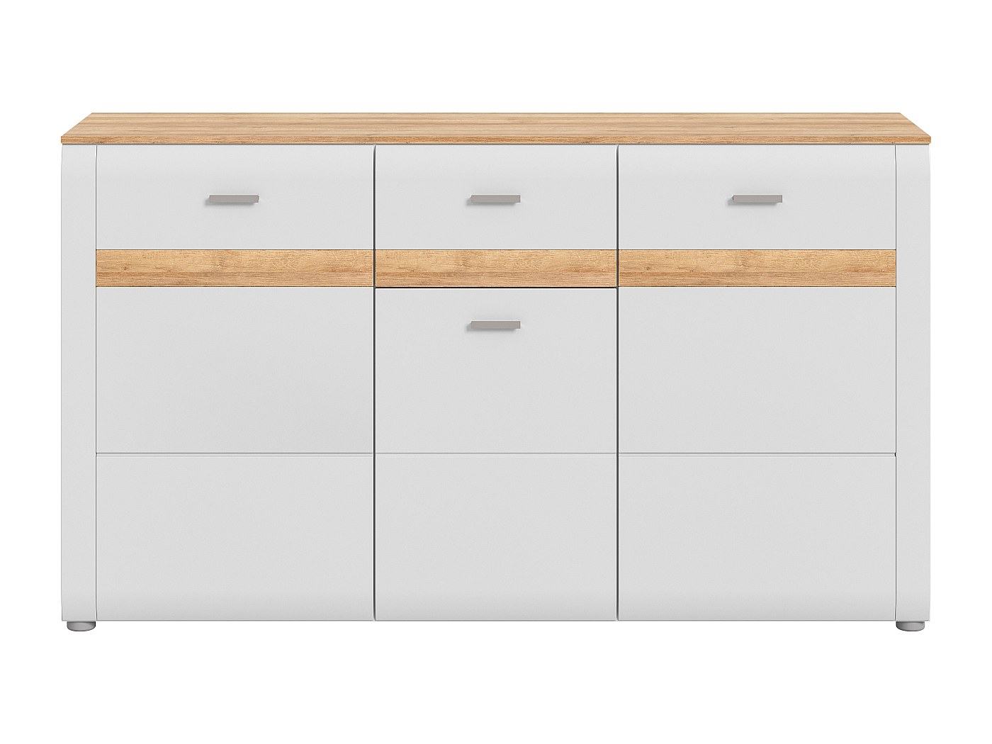 Othan - Buffet (L/H/P : 150x86x43 cm) en mélaminé gris cendré mat