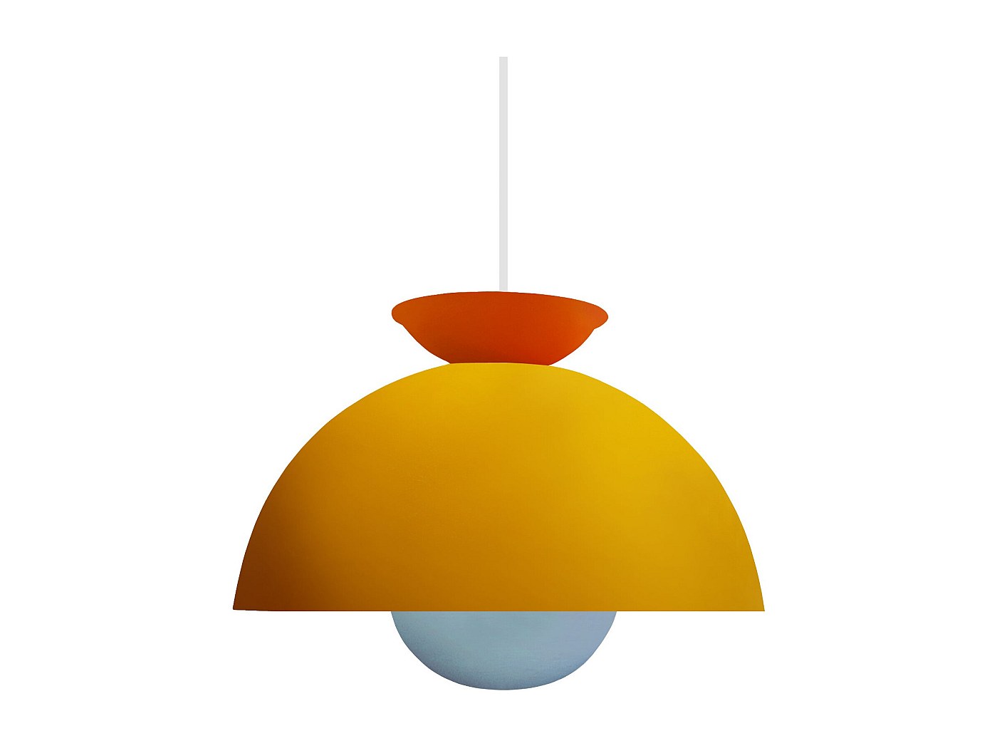 Suspension demi-boule bleu jaune orange 100 cm.
