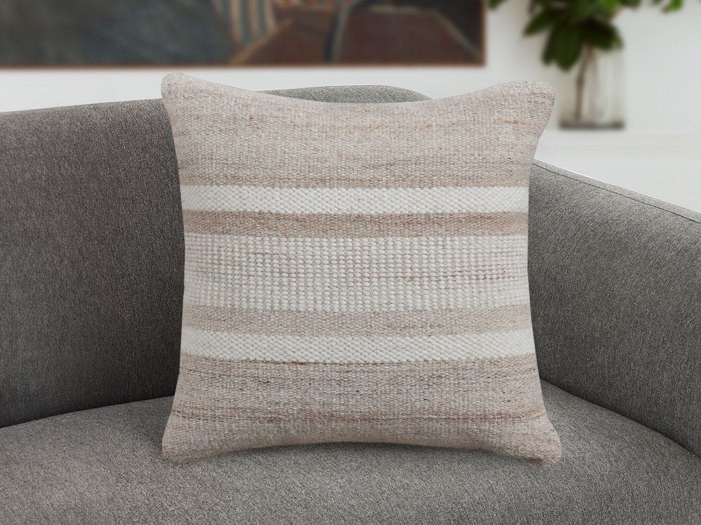 Lot de 2 coussins 100% laine fait à la main - 50 x 50 cm - Ivoire et ...