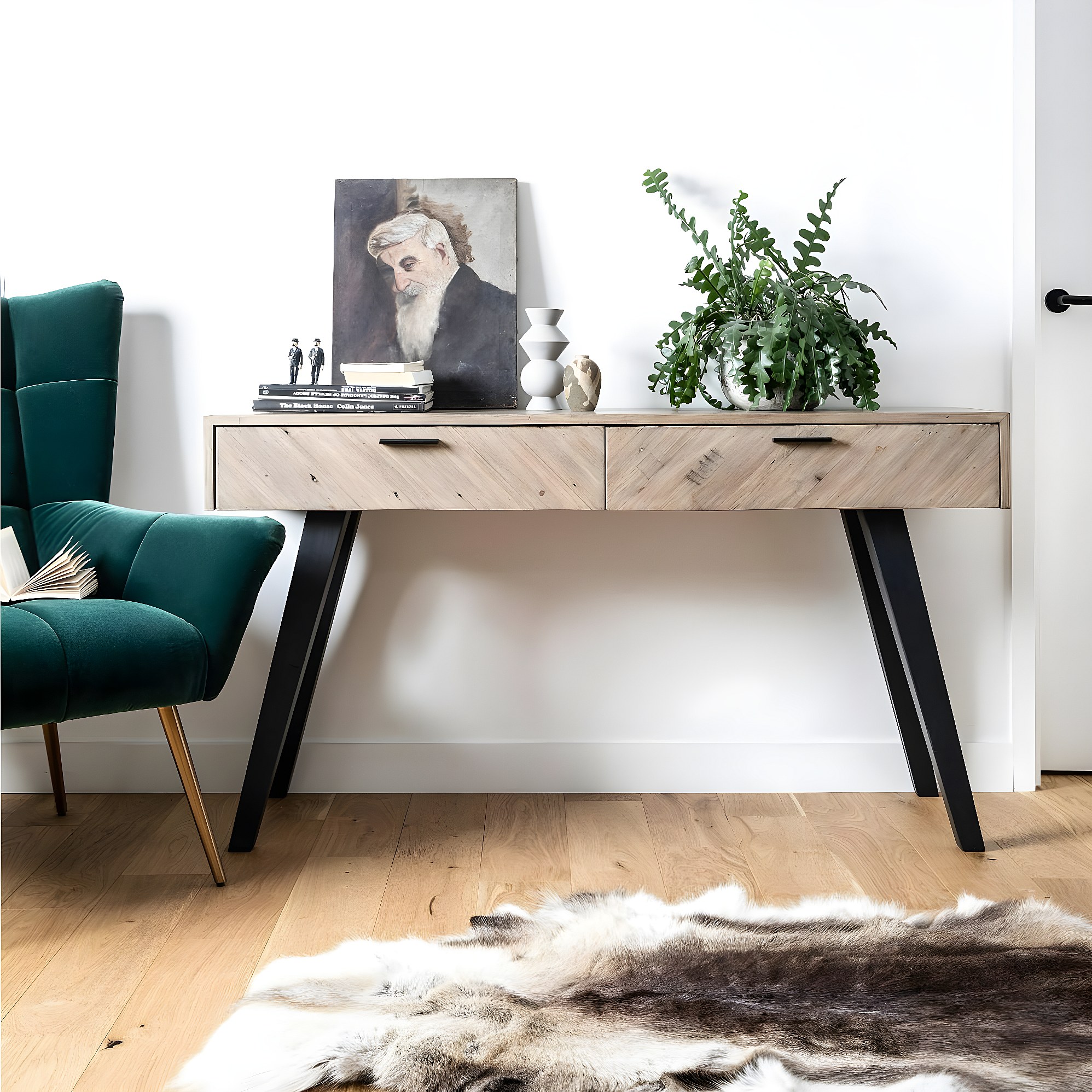 Console en bois recyclé 2 tiroirs VITTORIA