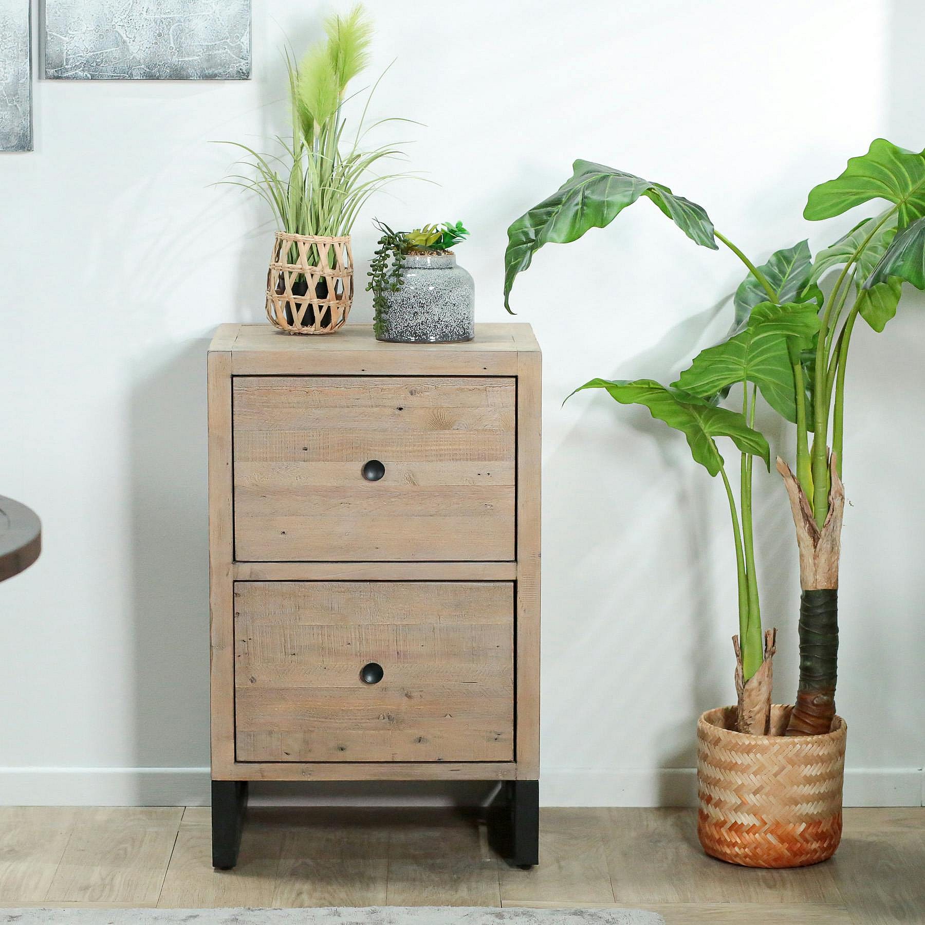 Caisson de bureau en bois recyclé 2 tiroirs AUCKLAND