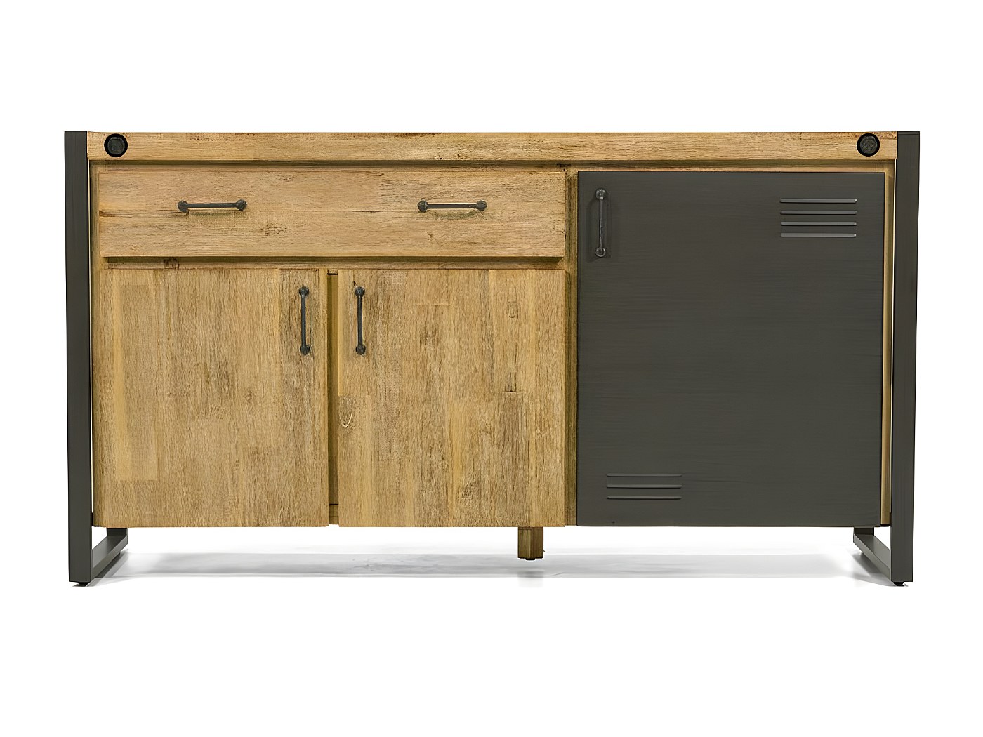 Kiko buffet en bois d'Acacia - 3 Portes - 1 Tiroir - Porte en métal ...