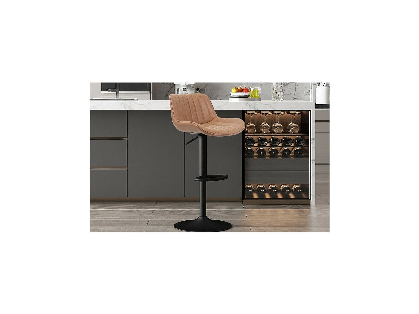 Banco de bar estilo vintage na cor conhaque. Coleção FERNAND.