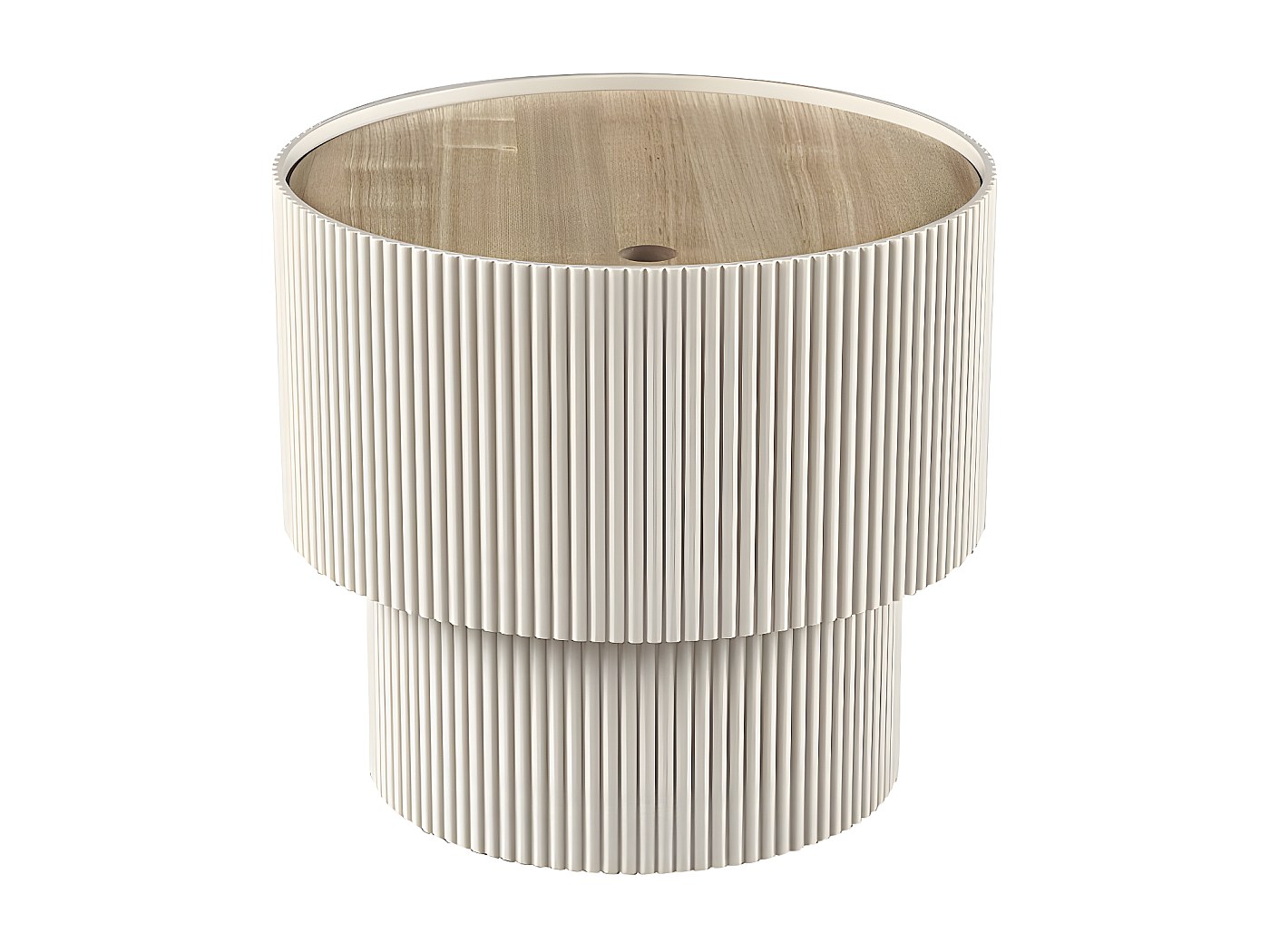 Sand I - Table d'appoint avec rangement en bois ø38,5cm - Couleur - Beige