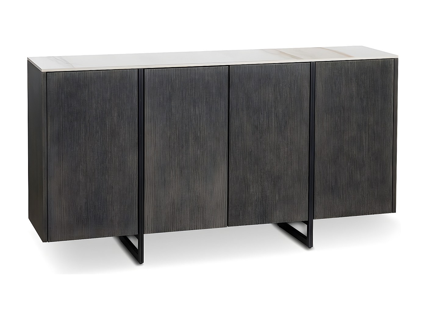 Alpha - Buffet 4 portes (160 x 40 x H 85 cm) en céramique gris foncé