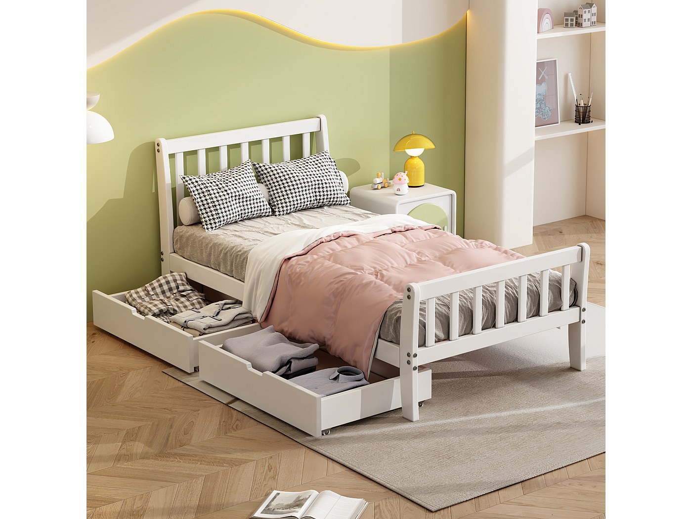 Lit en bois, lit simple, lit adolescent, lit adulte avec tiroir de ...