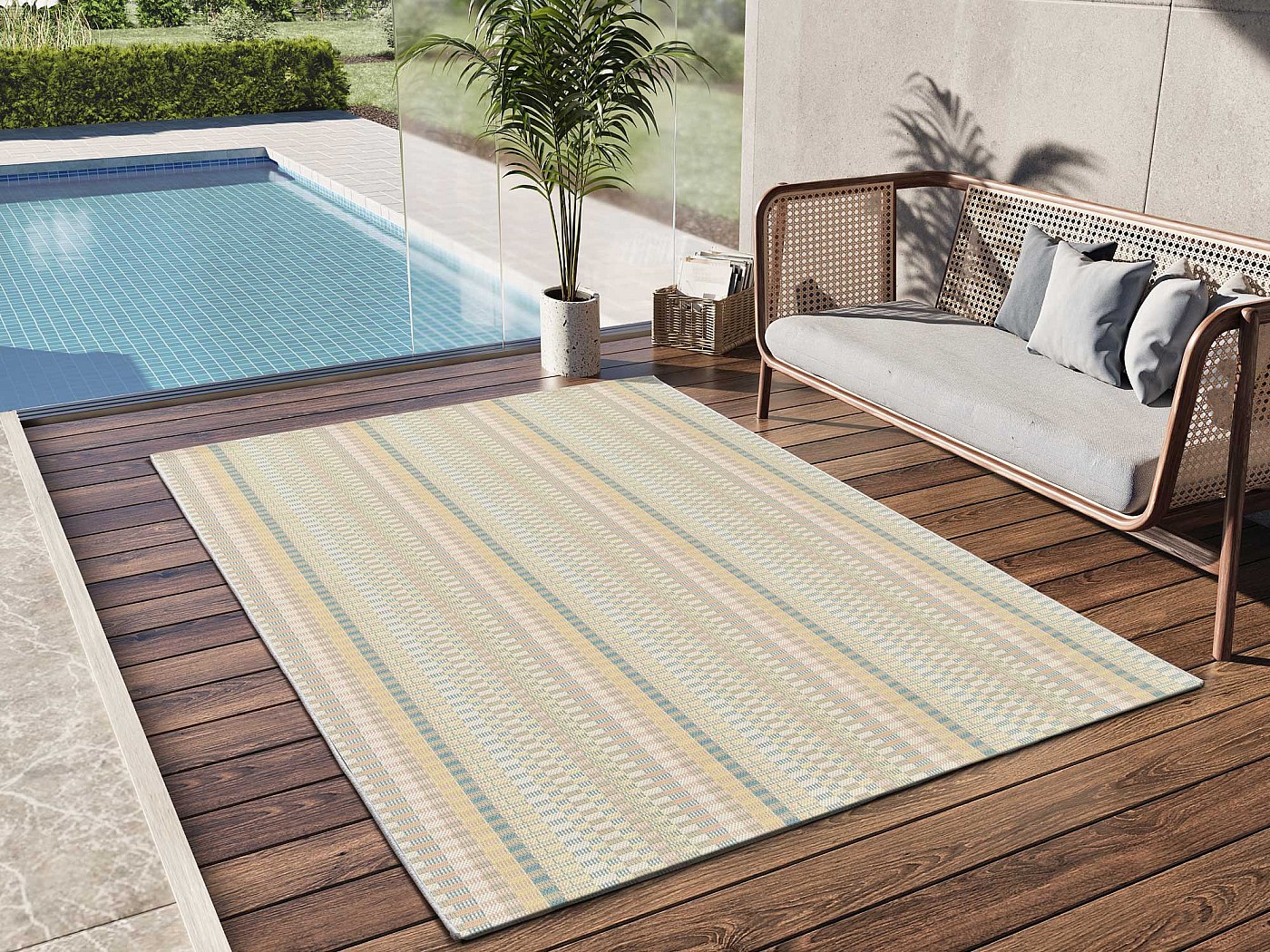Tapete exterior - geométrico - multicolorido - 120 x 170 cm - MANILA