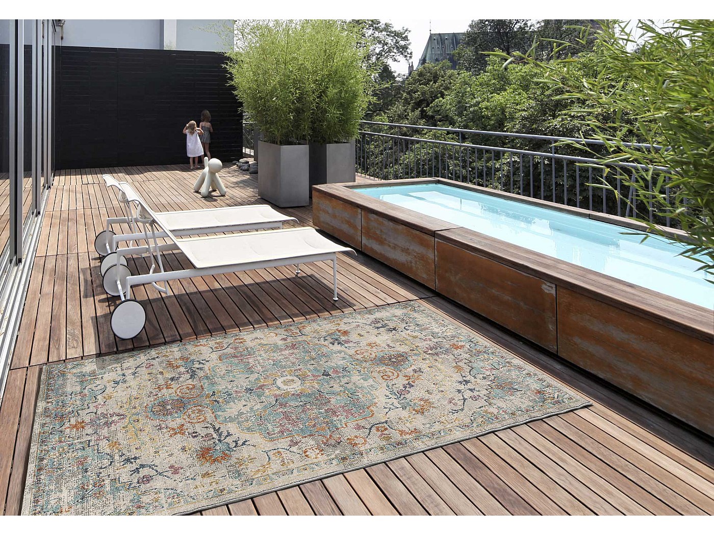 Tapete exterior - vintage - multicolorido - 80 x 150 cm - LUNA