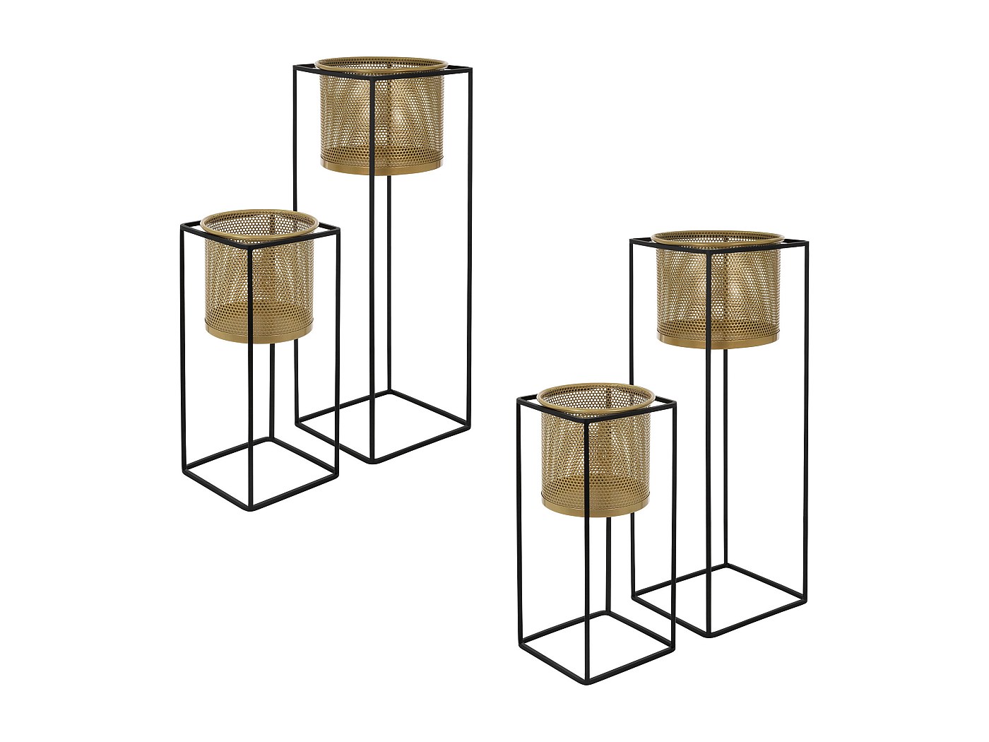 ML-Design Support pour fleurs, set de 4, noir et or, 21x21x47/25x25x71 ...