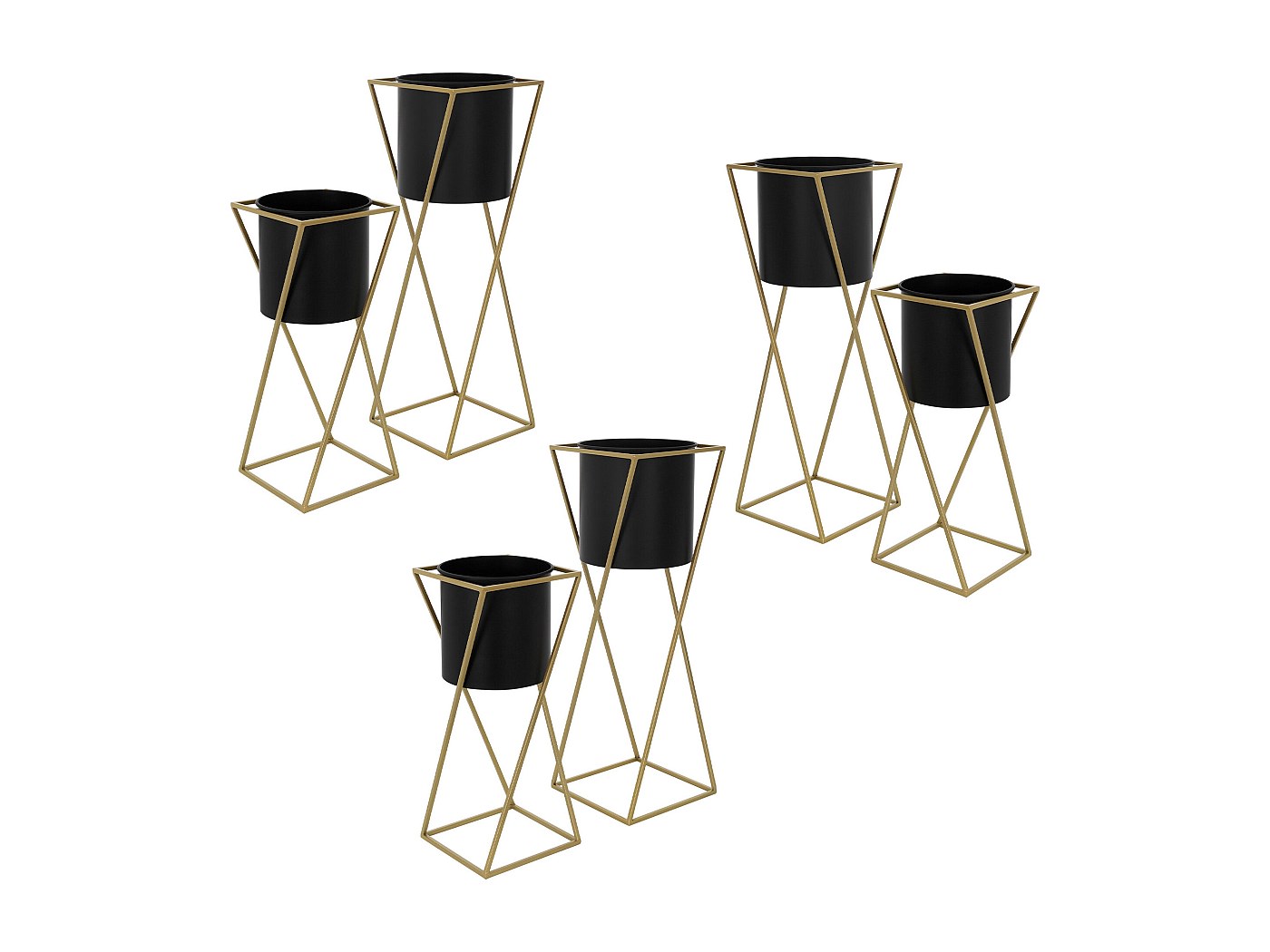 ML-Design Support pour fleurs, set de 6, noir-or, 21x21x51/24x24x70,5 ...