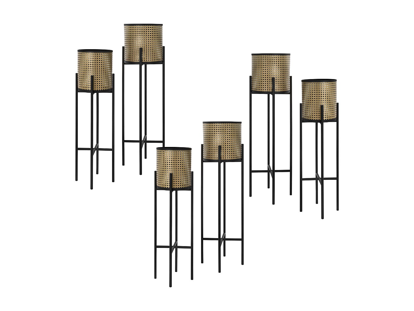 ML-Design Support pour fleurs, set de 6, noir et or, 16,5x16,5x80,5 cm ...
