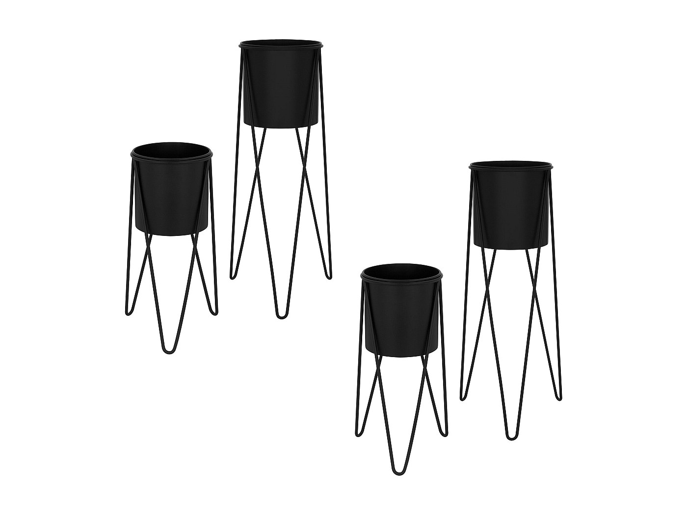 ML-Design Support pour fleurs, set de 4, noir, 27x27x48,5 cm/35,5x34x75 ...