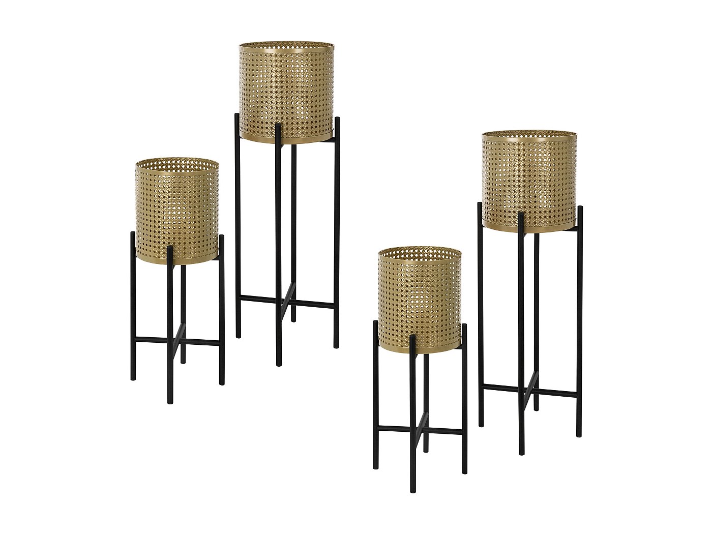 ML-Design Porte-fleurs set de 4 pièces noir-or 17x17x55/19x19x75,5 cm ...