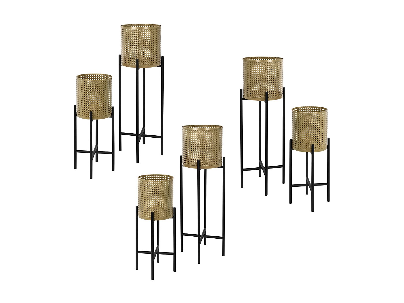 ML-Design Porte-fleurs set de 6 pièces noir et or 17x17x55/19x19x75,5 ...