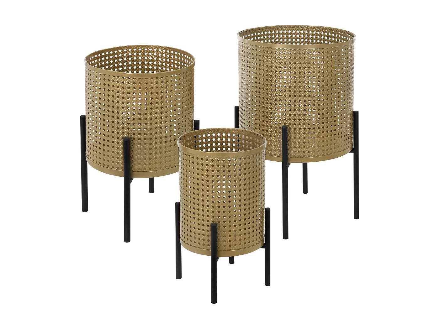 ML-Design Support pour fleurs, set de 3 pièces noir et or, en acier ...