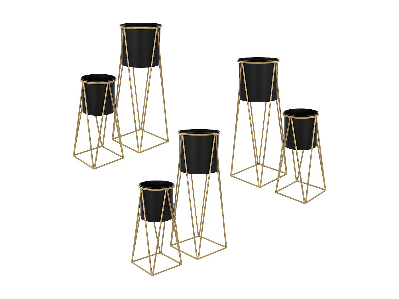 ML-Design Support pour fleurs, set de 6, noir-or, 21,8x22x47cm ...