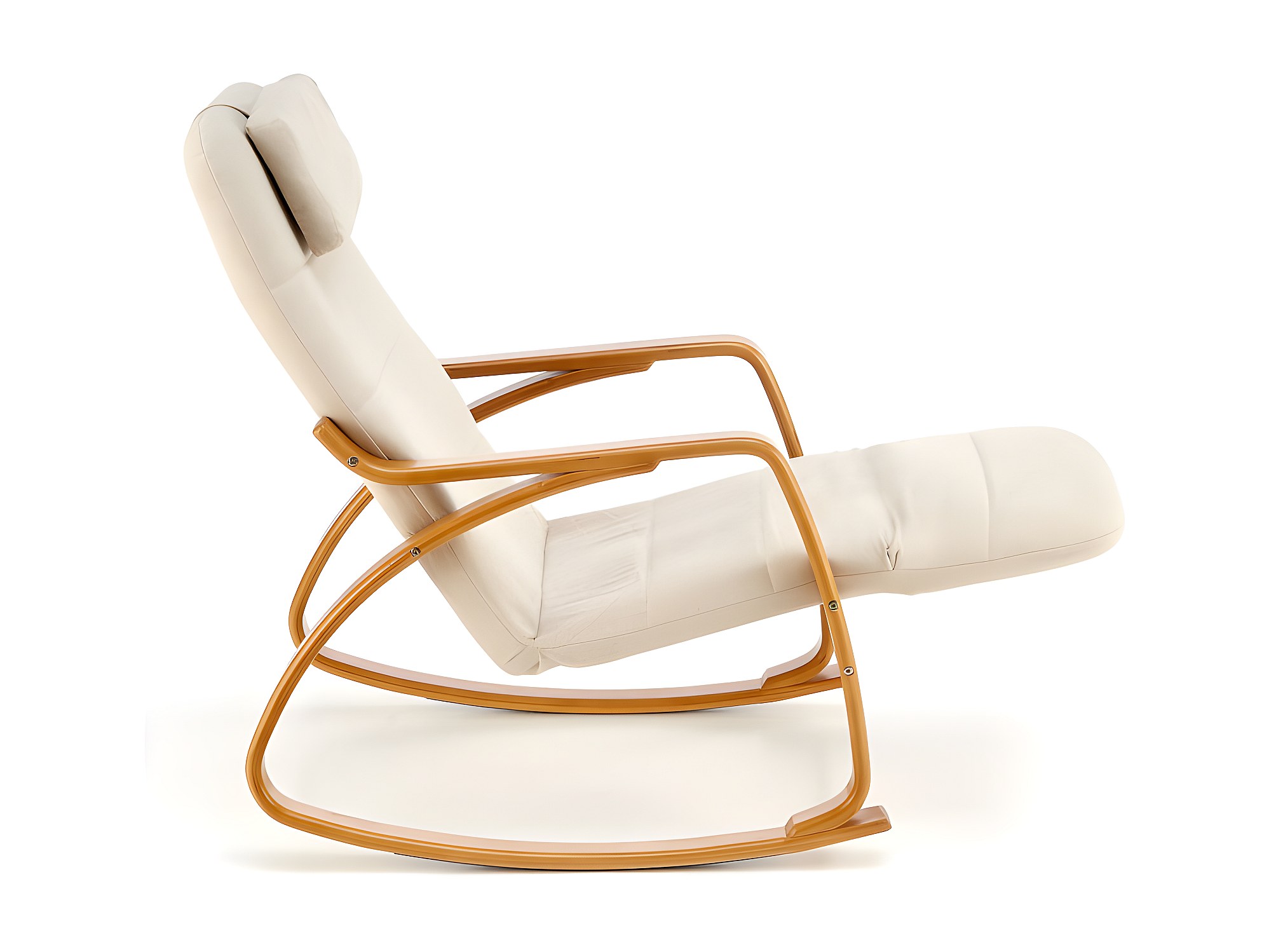Rocking Chair beige avec structure en bois massif Angela
