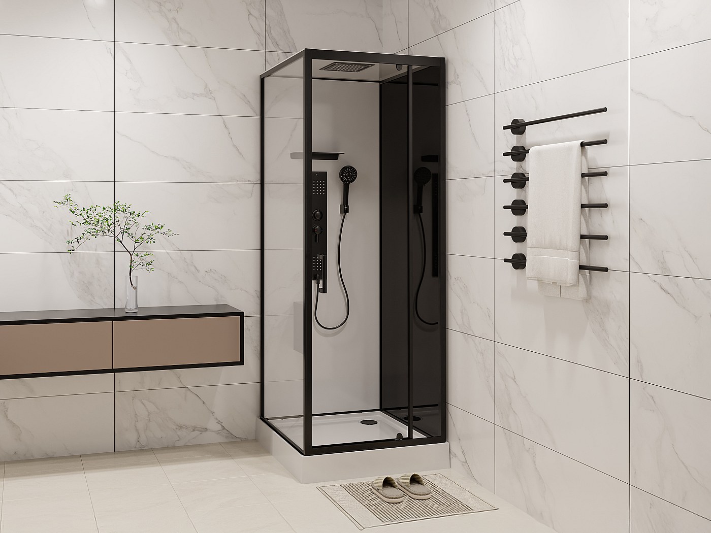 Box doccia idromassaggio Installazione reversibile L80 x l80 x H215 cm ...