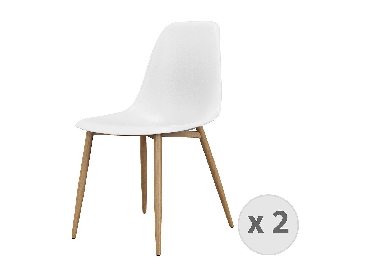 ESTER-Chaise Coque Blanche et métal chêne (x2)