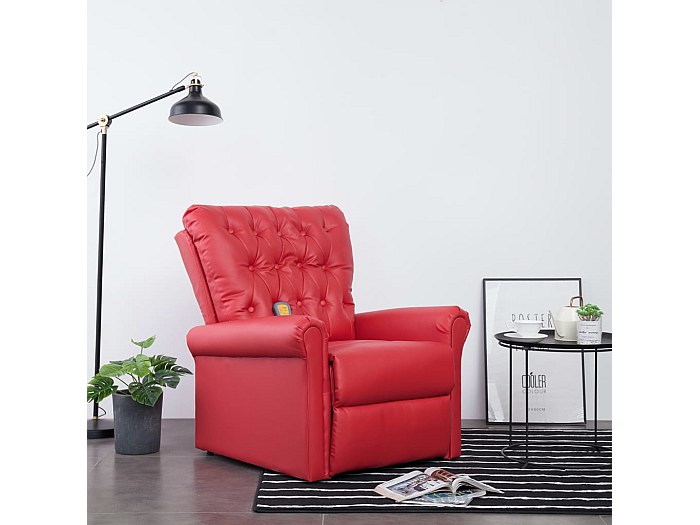 Poltrona Massaggiante Reclinabile Rossa in Similpelle