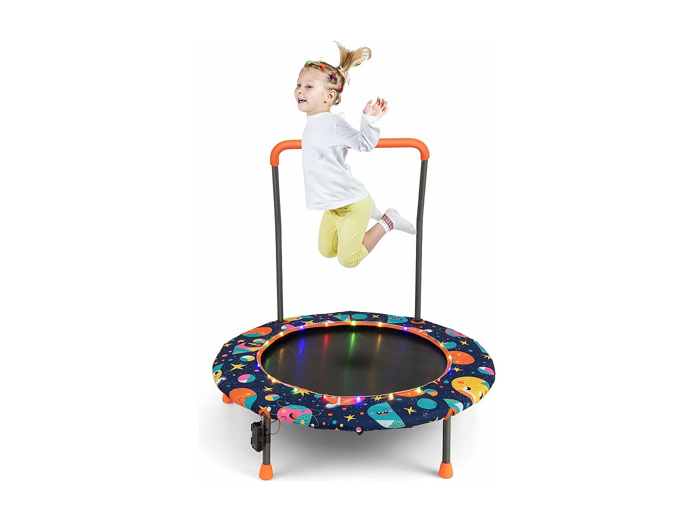 Trampoline pour Enfants Ø92CM avec Lumières LED, Mini Trampoline en ...