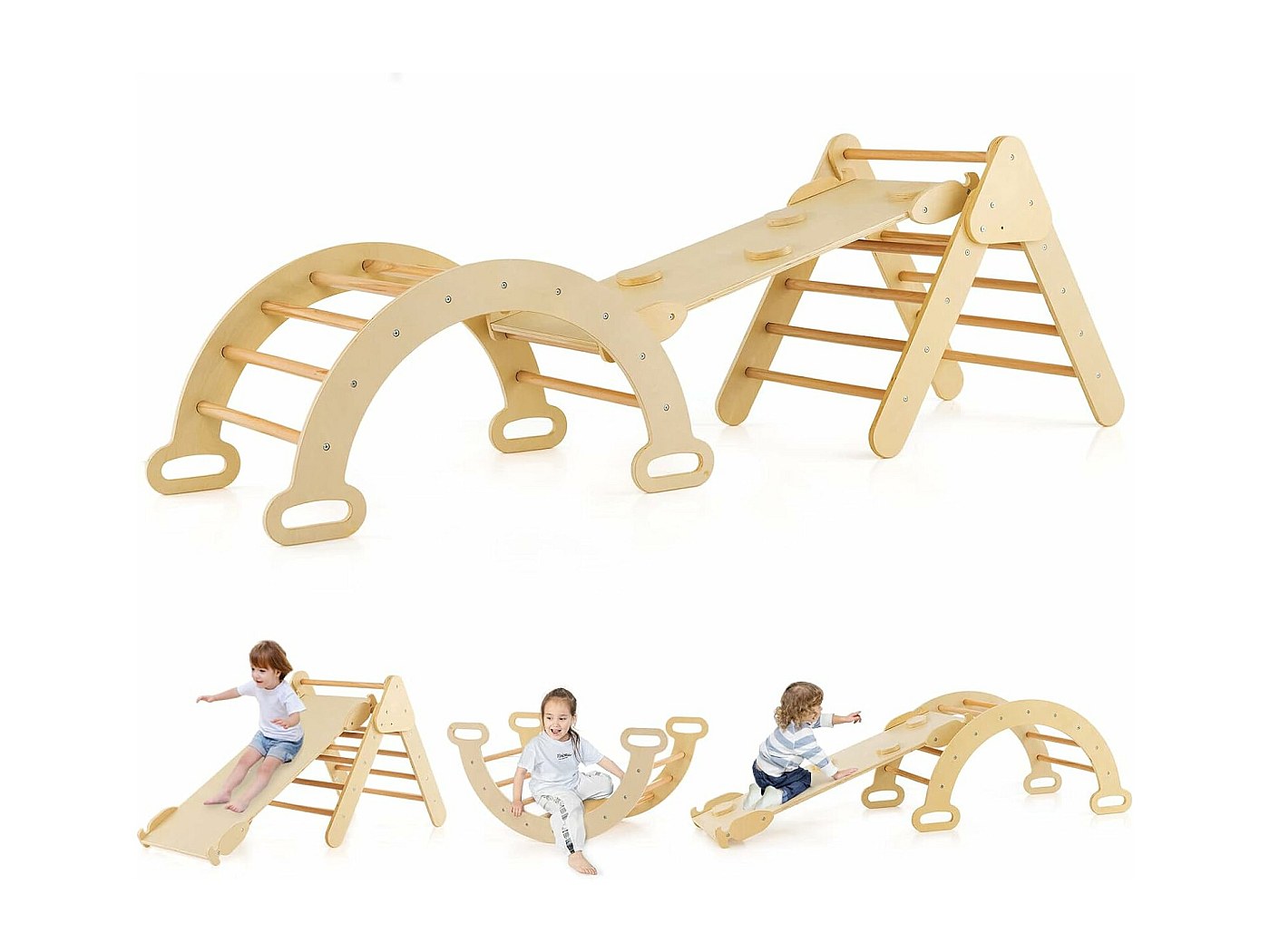 7 en 1 Triangle d'escalade Enfants avec Rampe Réversible, Arc d ...