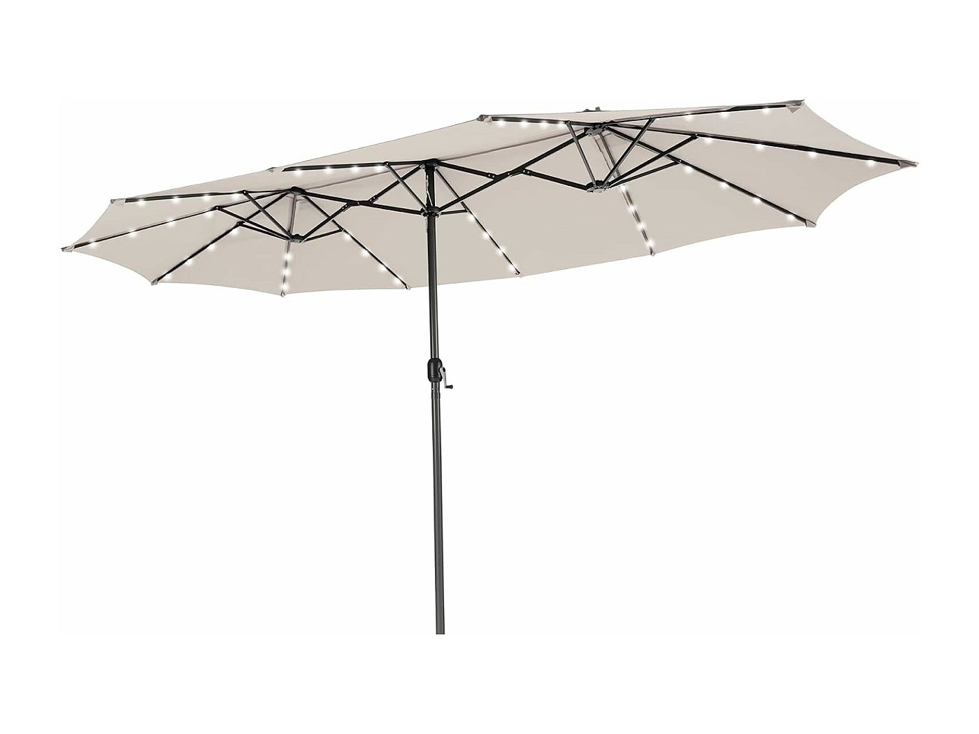 Parasol de Jardin Double 470 x 280 CM avec 48 LED à Énergie Solaire ...