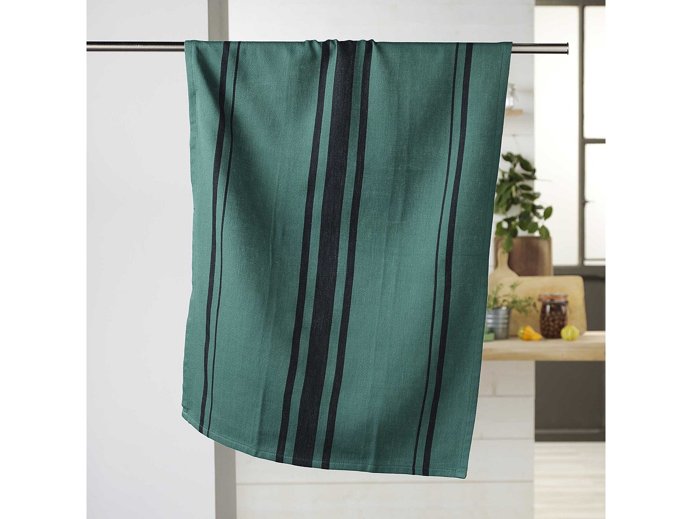 Torchon coton tissé Gastronomie emeraude