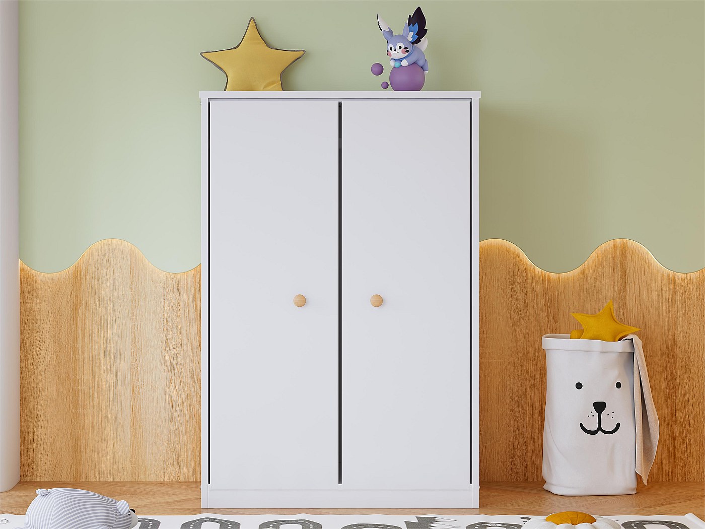 Armadio per bambini con asta - in MD - Bianco